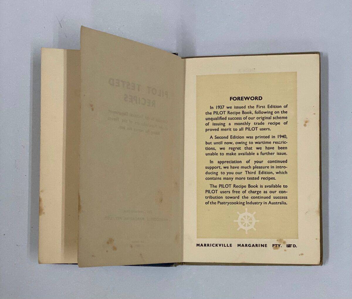 PILOT Recipe Book, Marrickville Margarine Pty. Ltd. 1947 3rd edition ...